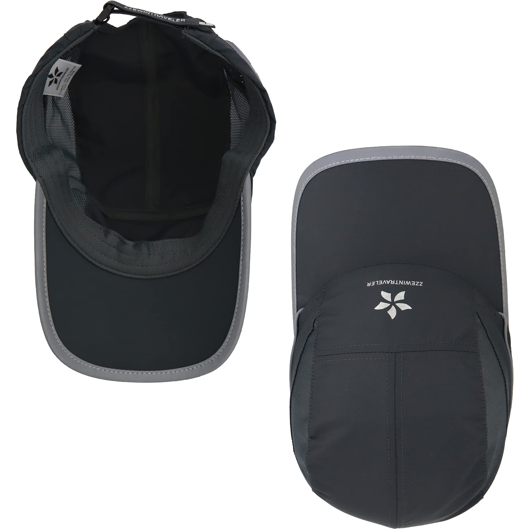 UPF50+ Running Cap Quick Dry Sports Hats Reflective Lightweight Unstructured Baseball Cap for Unisex (Black, Classic)