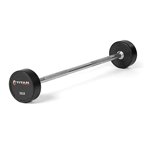 Titan Fitness Straight Barbell 50 lb. Cold-Rolled Steel Chrome Finish Rubber Fixed