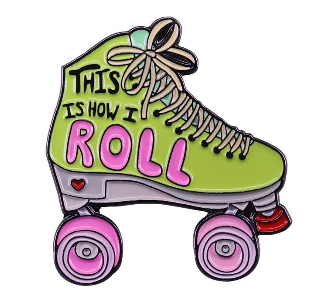 This is how I roll roller skates enamel pin retro skating brooch funny puns Roller Derby badge vaporwave aesthetic 80s kids gift