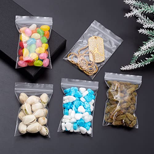 Small Plastic Bags, 400 PCS Mini Baggies, 4 Assorted Sizes, Transparent Jewelry Bags, Mini Zip lock Bags, Resealable Poly Bags for Pill, Beads, Screws, Packaging