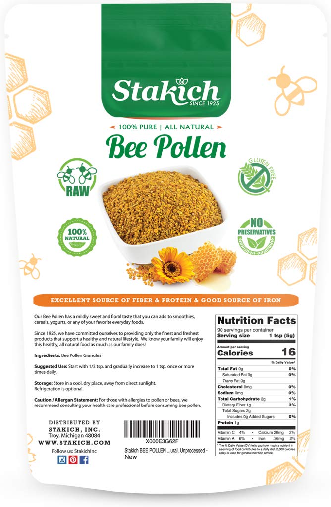 Stakich Bee Pollen Granules 1 Pound (Pack of 1)
