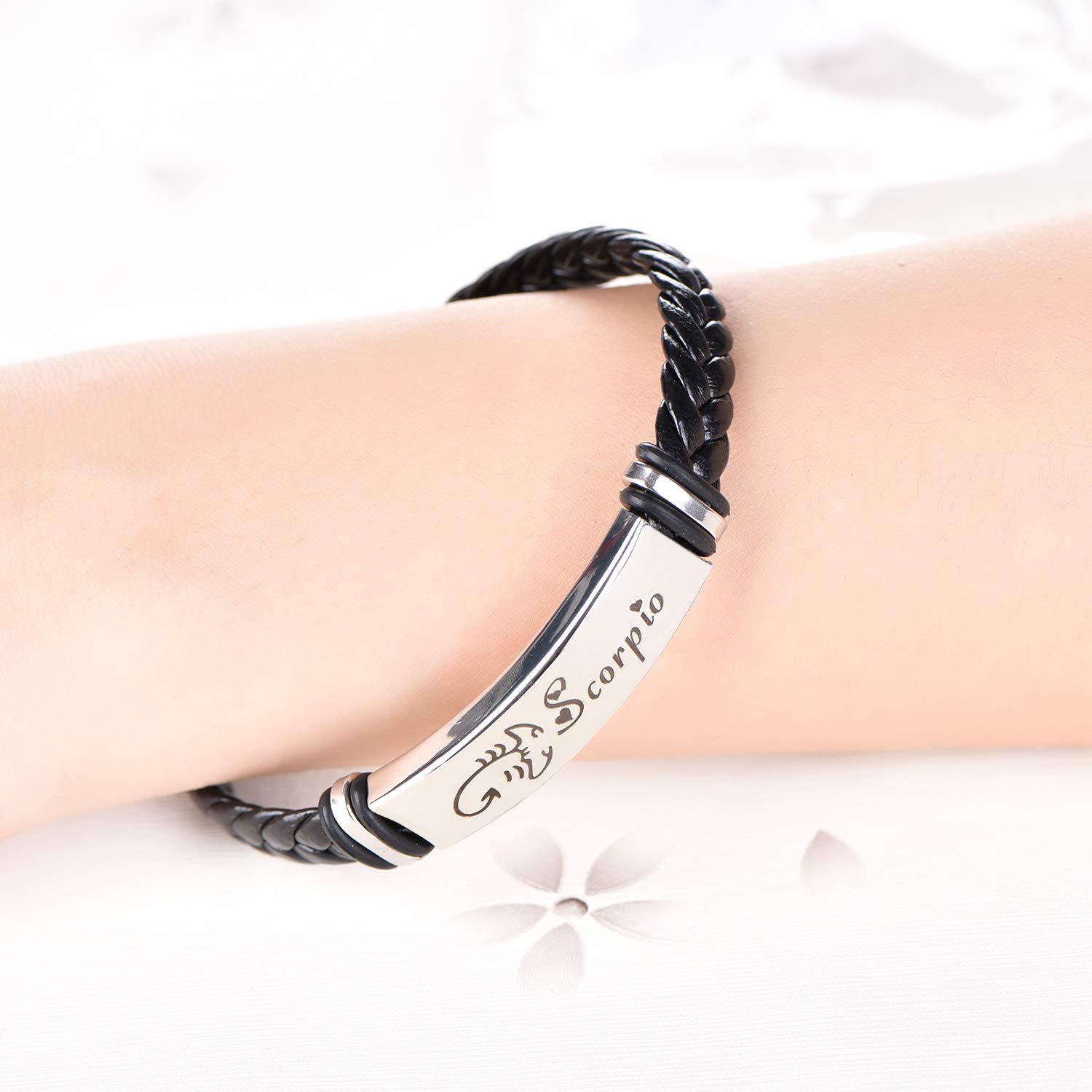 STARCHENIE Scorpio Leather Bracelet 12 Constellation Braided Punk Wrist Rope Cuff Bracelet