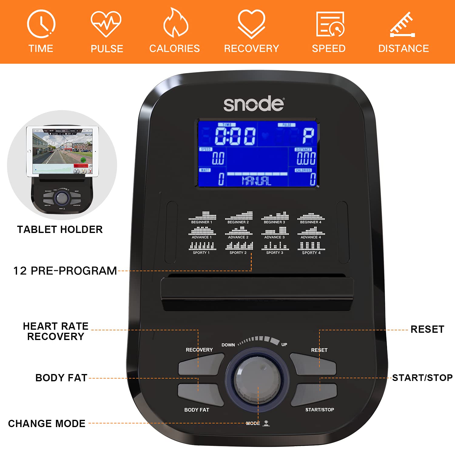 SNODE Programmed Magnetic Elliptical Machines for Home Use with Free APP - Eliptical Trainer Home Workout Equipment with 32 Level Resistance,Pulse Tension, Intelligent Workout App, LCD Display