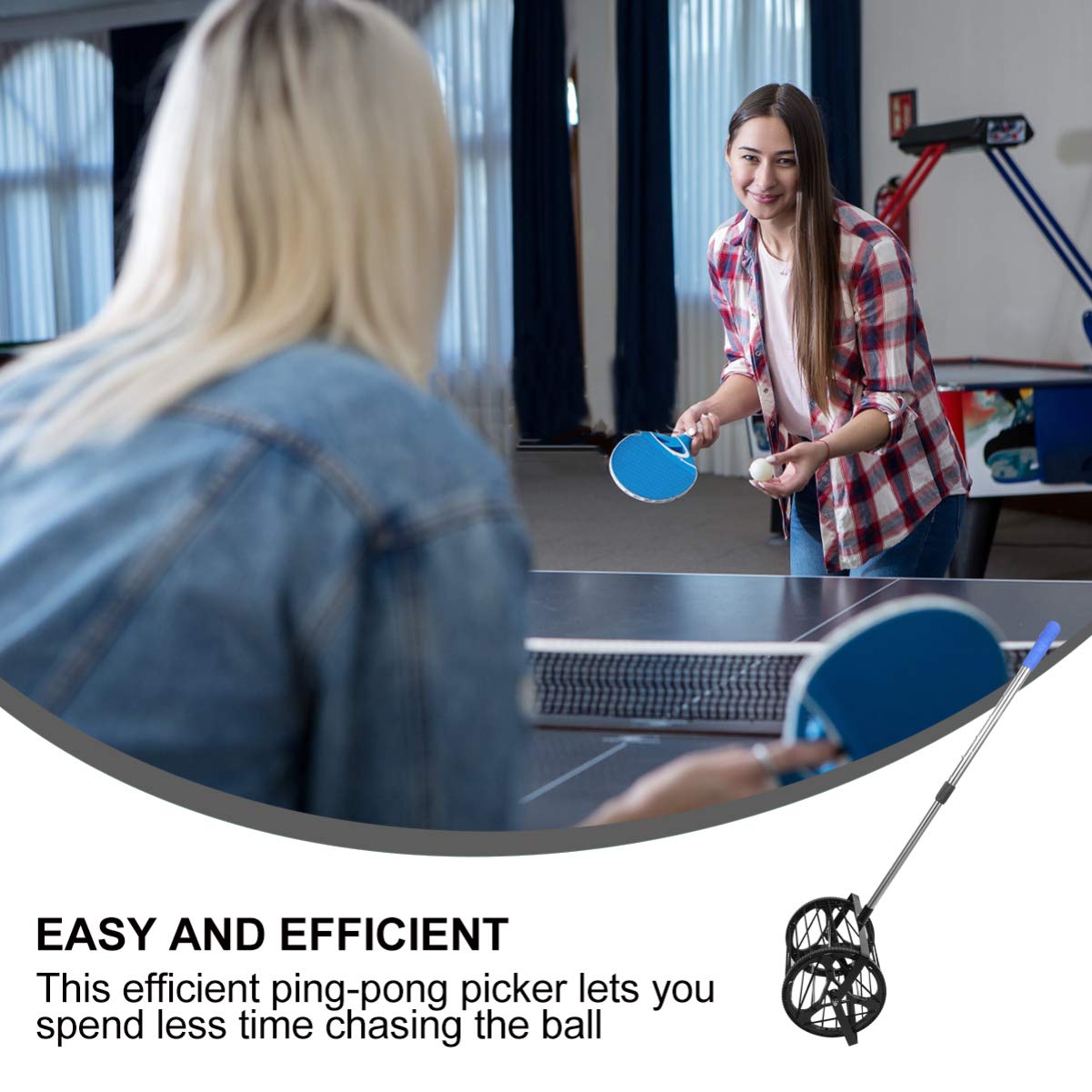 WINOMO Adjustable Table Tennis Ball Picker, 120 Ball Capacity Pickup Hopper, Portable Ball Collector for Picking and Storage Balls