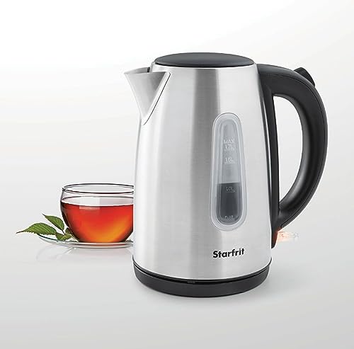 Starfrit 024010-006-0000 1.8-Quart Stainless Steel Electric Kettle, Silver/Black, One Size