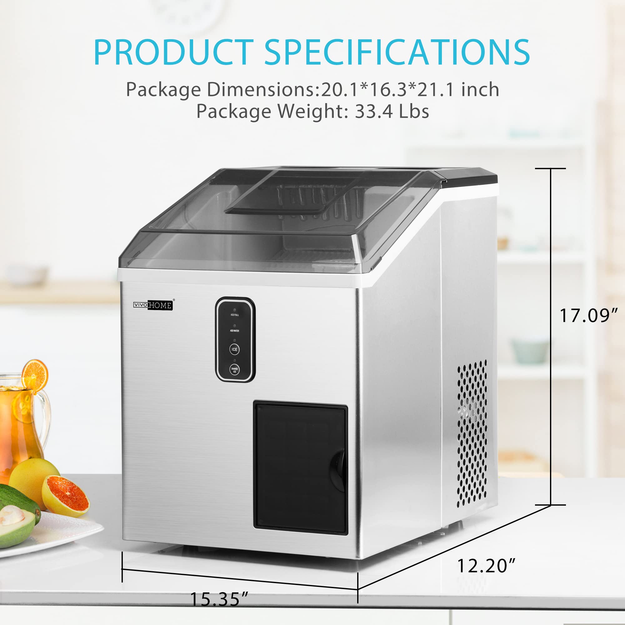 VIVOHOME 2 in 1 Electric Portable Compact Countertop Automatic Ice Maker and Shaver Machine 44lbs/Day