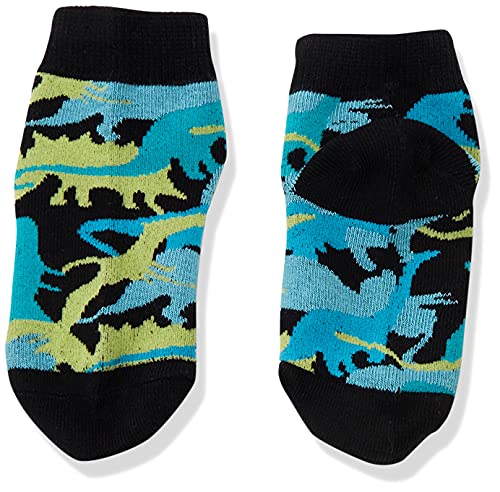 Spotted Zebra Boys' Kids Cotton Crew Socks, 12-Pack Camo/Shark/Dino, X-Small