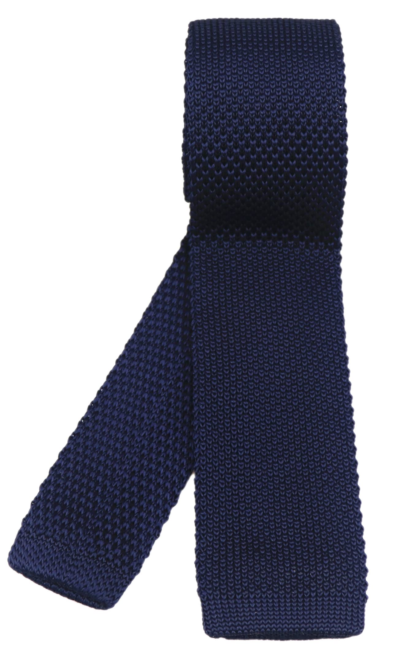Slim Navy Blue Silk Knitting Tie Border Pattern Business Necktie for Men or Boys