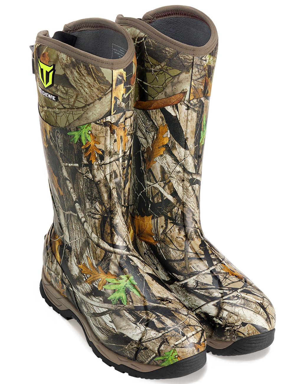 TIDEWE Rubber Hunting Boots with 800g Insulation, Waterproof Insulated Next Camo G2 Warm Rubber Boots with 7mm Neoprene, Sturdy Outdoor Hunting Boots for Men (Size 10)
