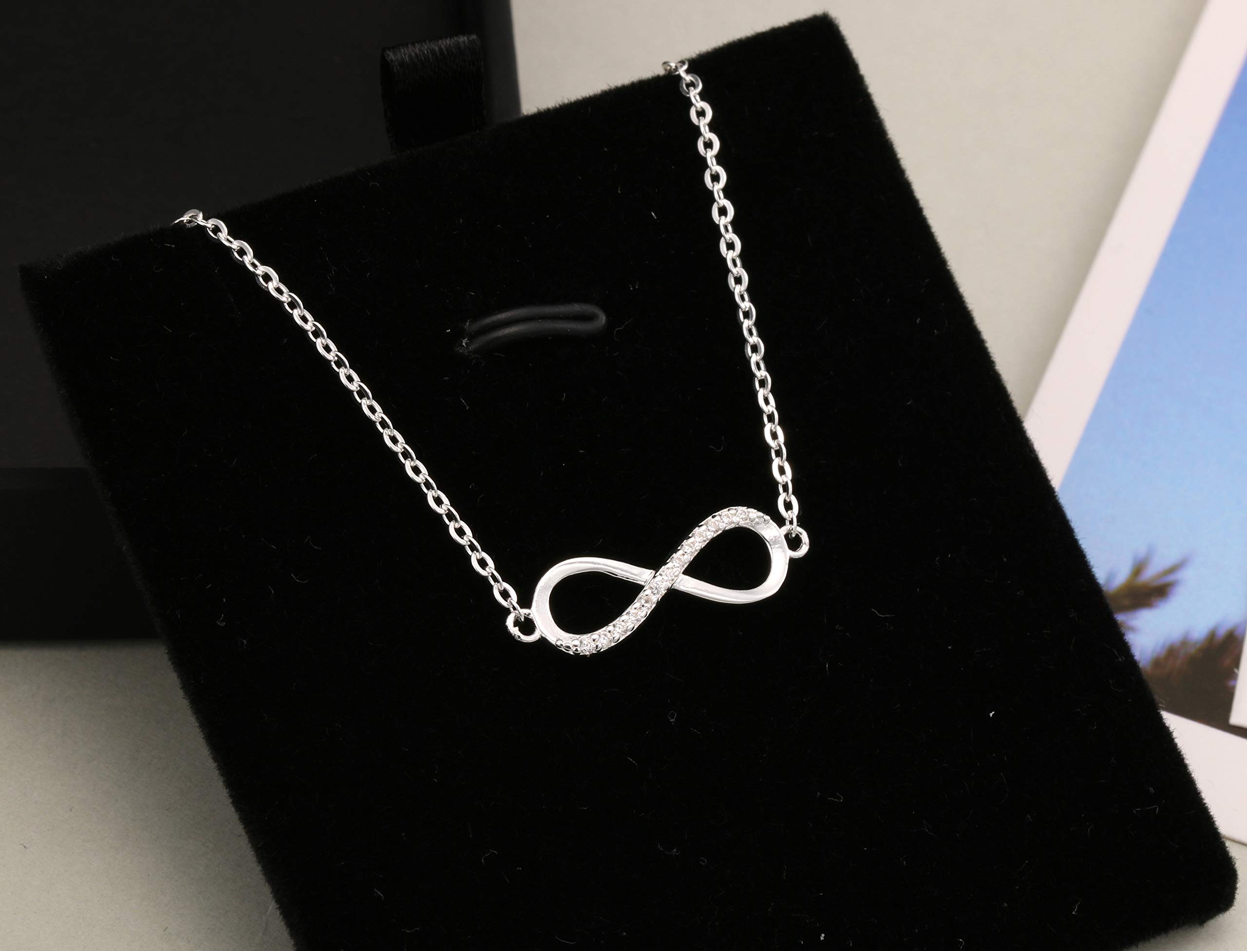 Sllaiss 925 Sterling Silver Infinity Love Bracelet for Women Infinity Endless Love Symbol Charm Adjustable Bracelet White Gold Plated