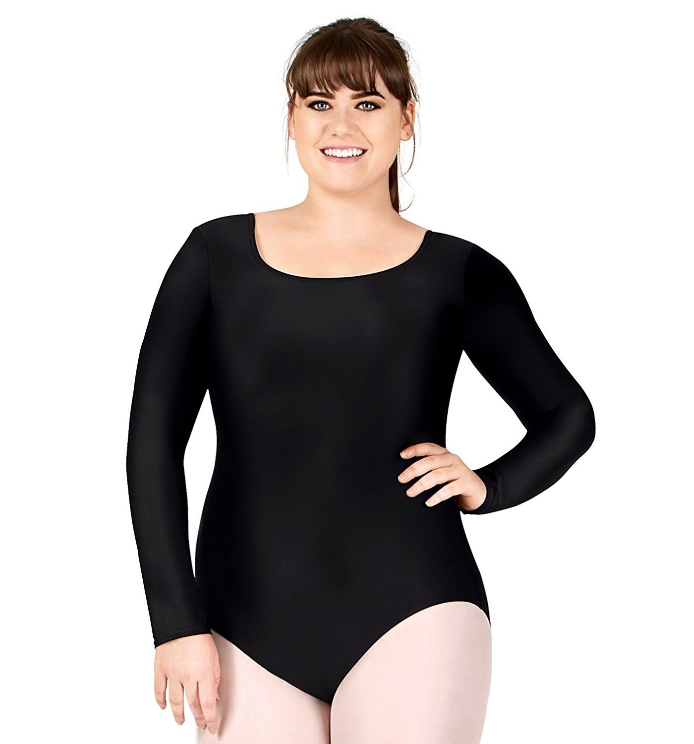 Theatricals Womens Plus Size Long Sleeve Dance Leotard White 2X TH5103W