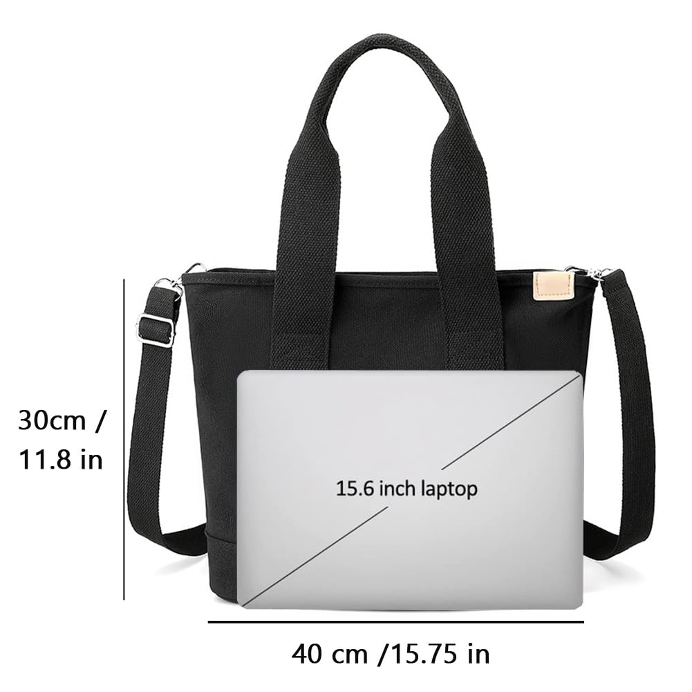 Small Tote Bag for Women, Canvas Mini Handbag With Multi Pocket and Compartment, Cute Casual Satchel Bag with Crossbody Strap