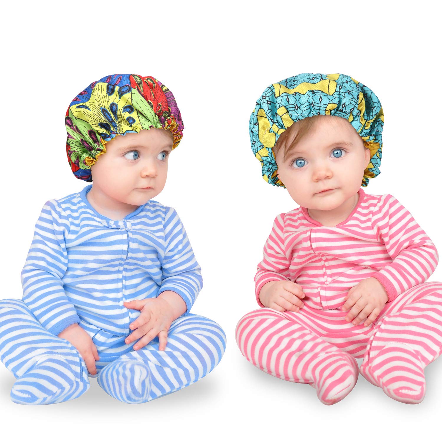 SATINIOR 3 Pieces Kids Satin Bonnet Adjustable Sleeping Cap Reversible Satin Soft Flower Night Hats for Teens Toddler Child Baby