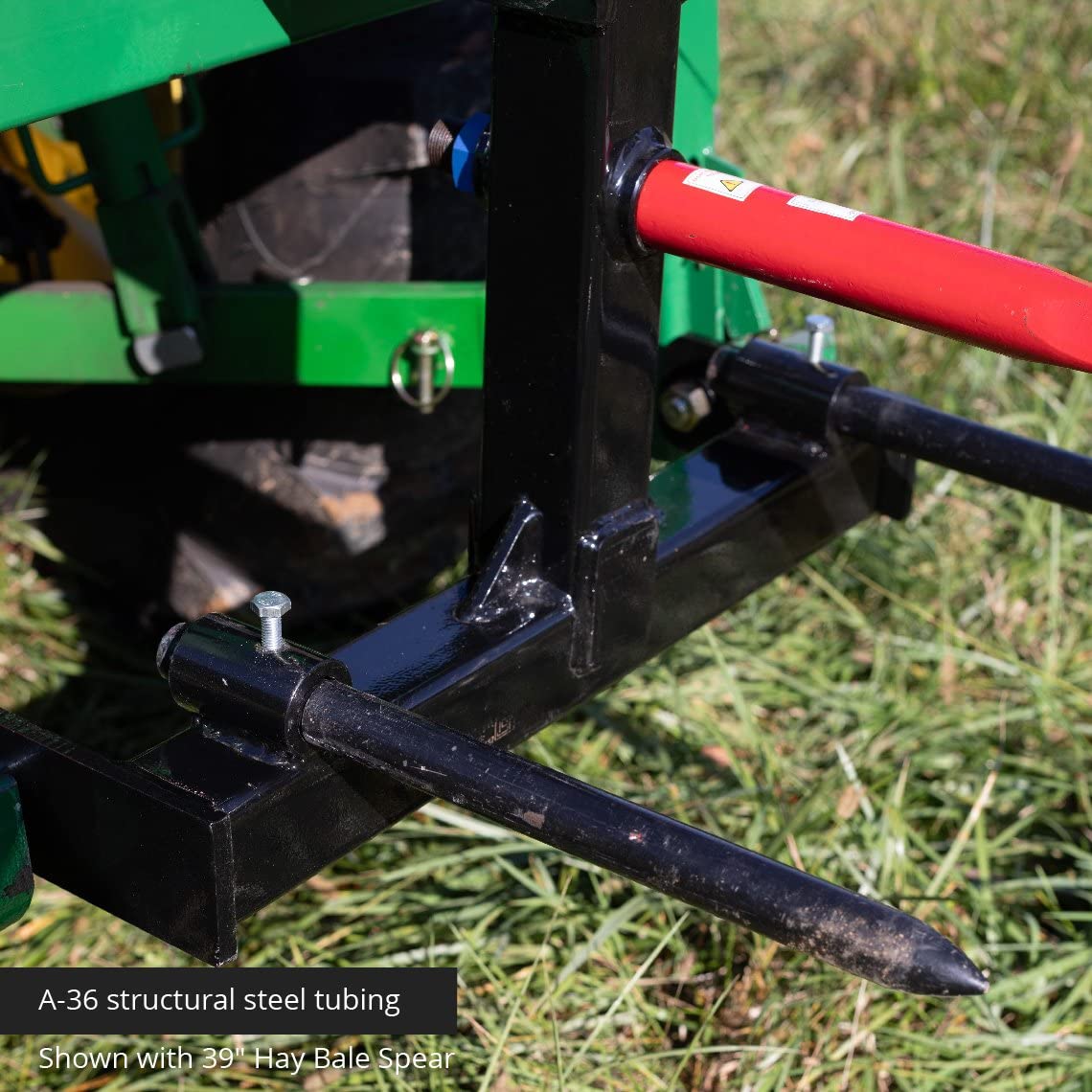 Titan Attachments Black Category 1 Tractor 3 Point Attachment w/43-in Hay Spear & 2 17-in Stabilizers