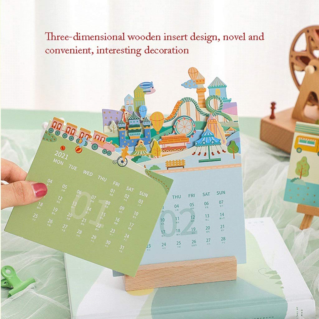 WUHE Desk Calendars 2021 Desk Calendar Cartoon Desk Calendar Cute Plan Card Perpetual Calendar Student Countdown Clock-in Notepad Customization Calendars (Color : A Desk Calendar)