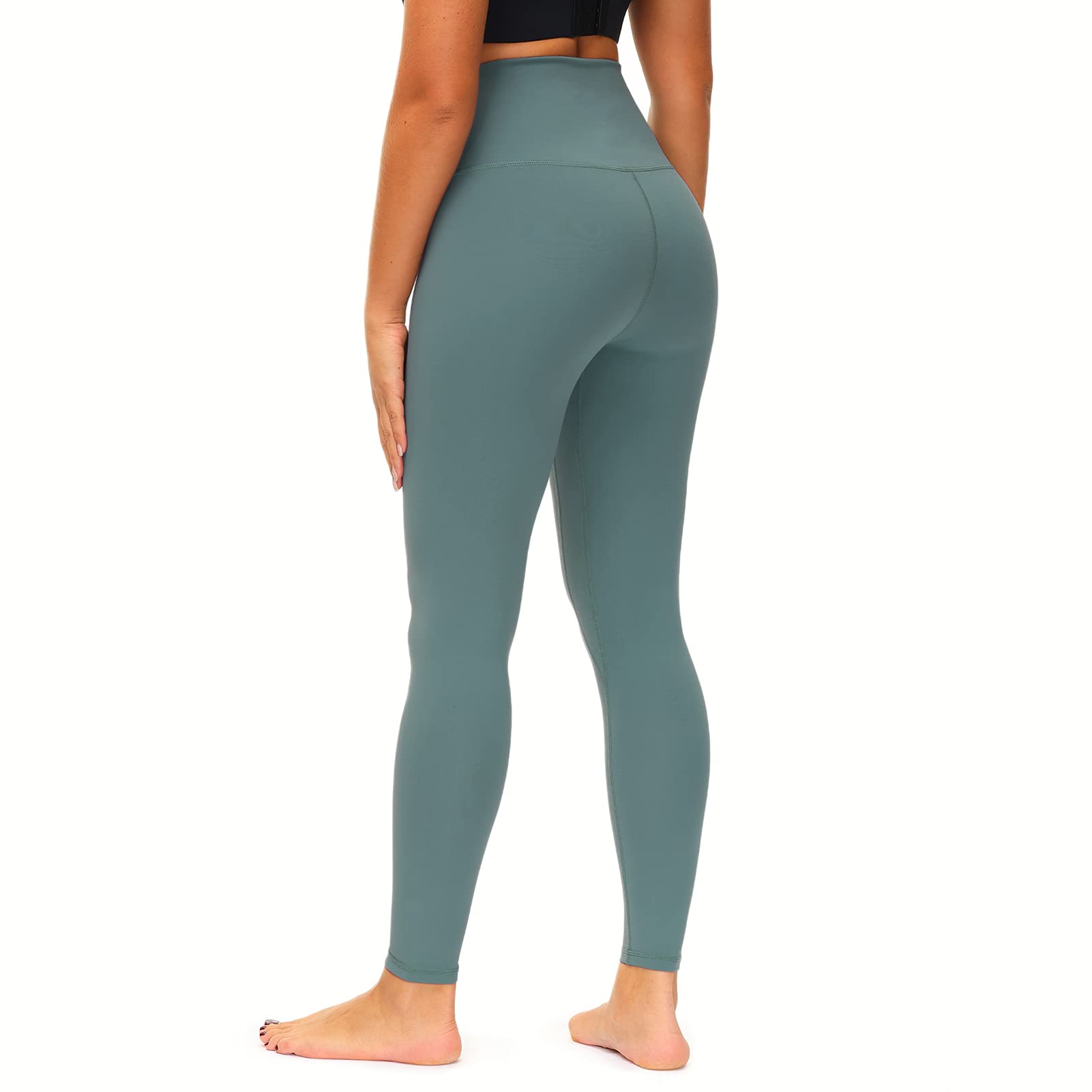 Women's High Waisted Yoga Leggings Workout Gym Tummy Control Athletic Butt Lift Compression Seamless Pants Pine Green XS