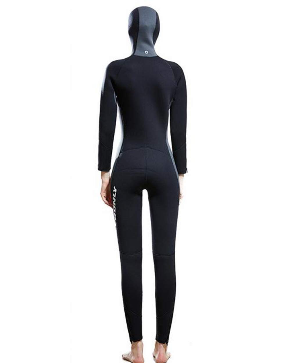 Xinsy Women's 5MM Neoprene Hooded Wetsuit Full Body Warm Padded Knee Pads Front Zipper Diving Suit for Spearfishing,Scuba, Stand-Up Paddle Boarding,S