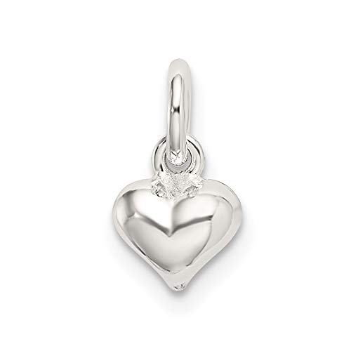 Saris and Things 925 Sterling Silver Polished Puffed Heart Charm Pendant