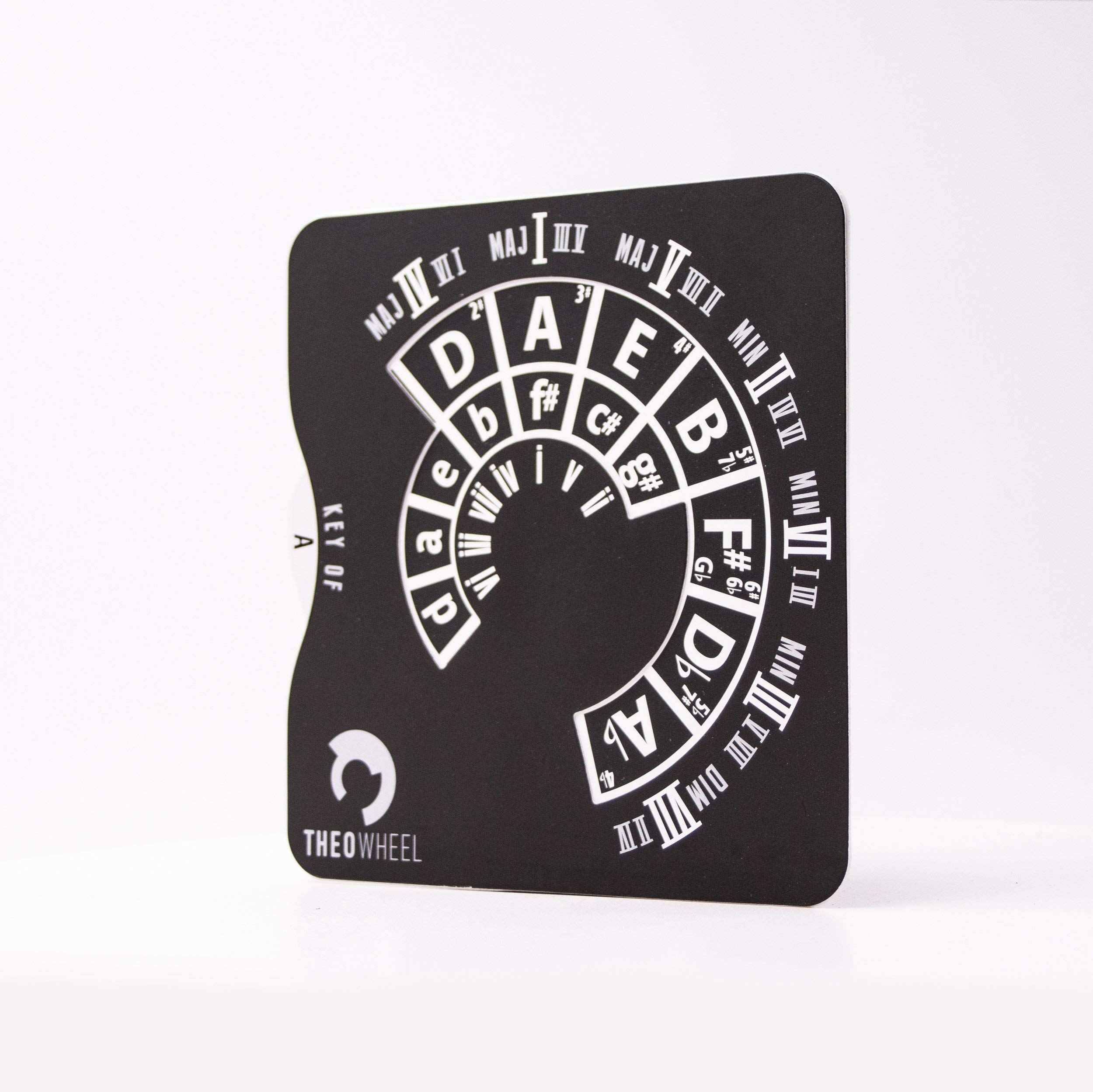 Theo Wheel - Music Theory Made Simple (Pure Black) - Circle of Fifths Educational Tool, Learn Major & Minor Chords for Guitar, Made In The USA - Version 2