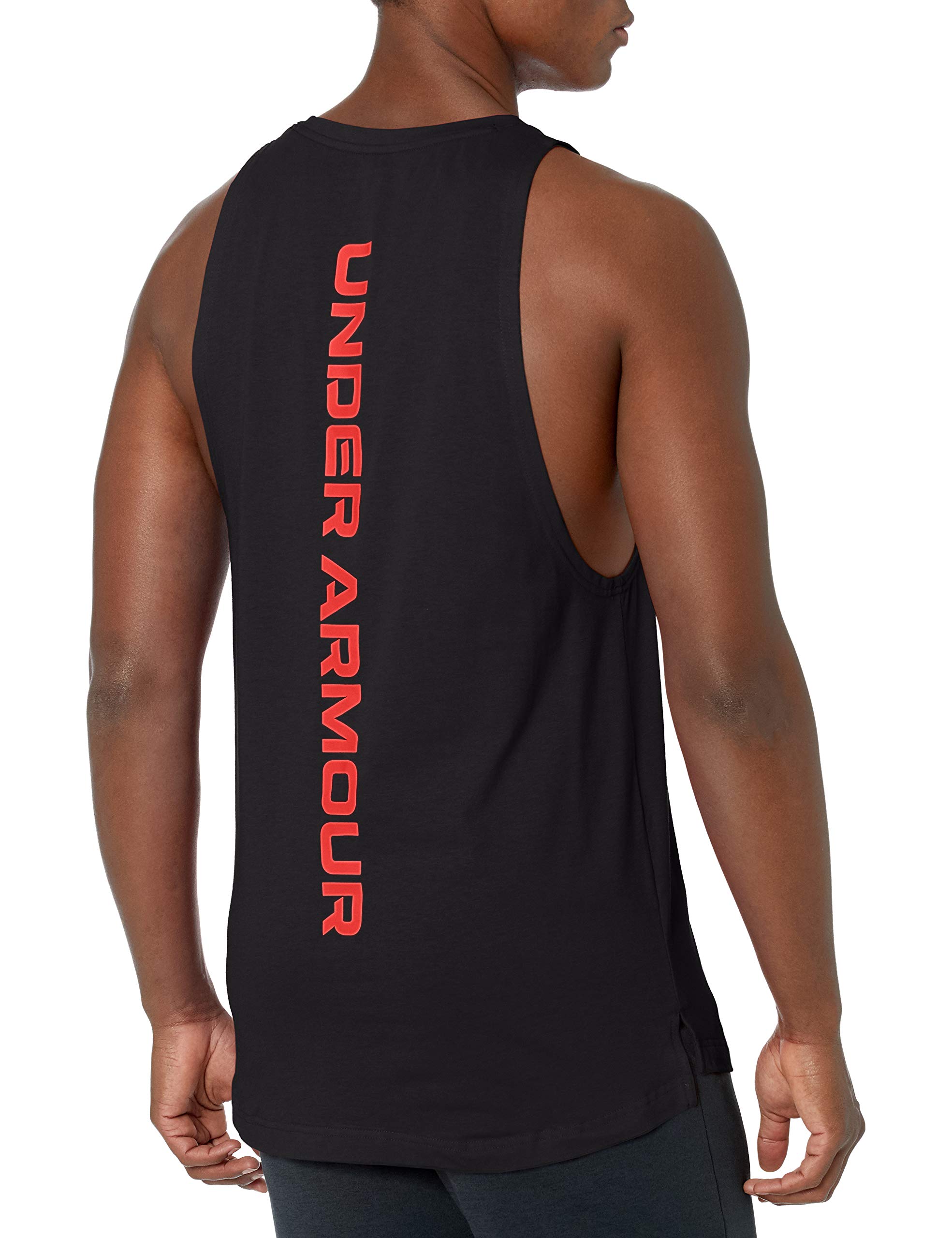 Under Armour Men's Baseline Cotton Tank , Black (001)/Red, Large
