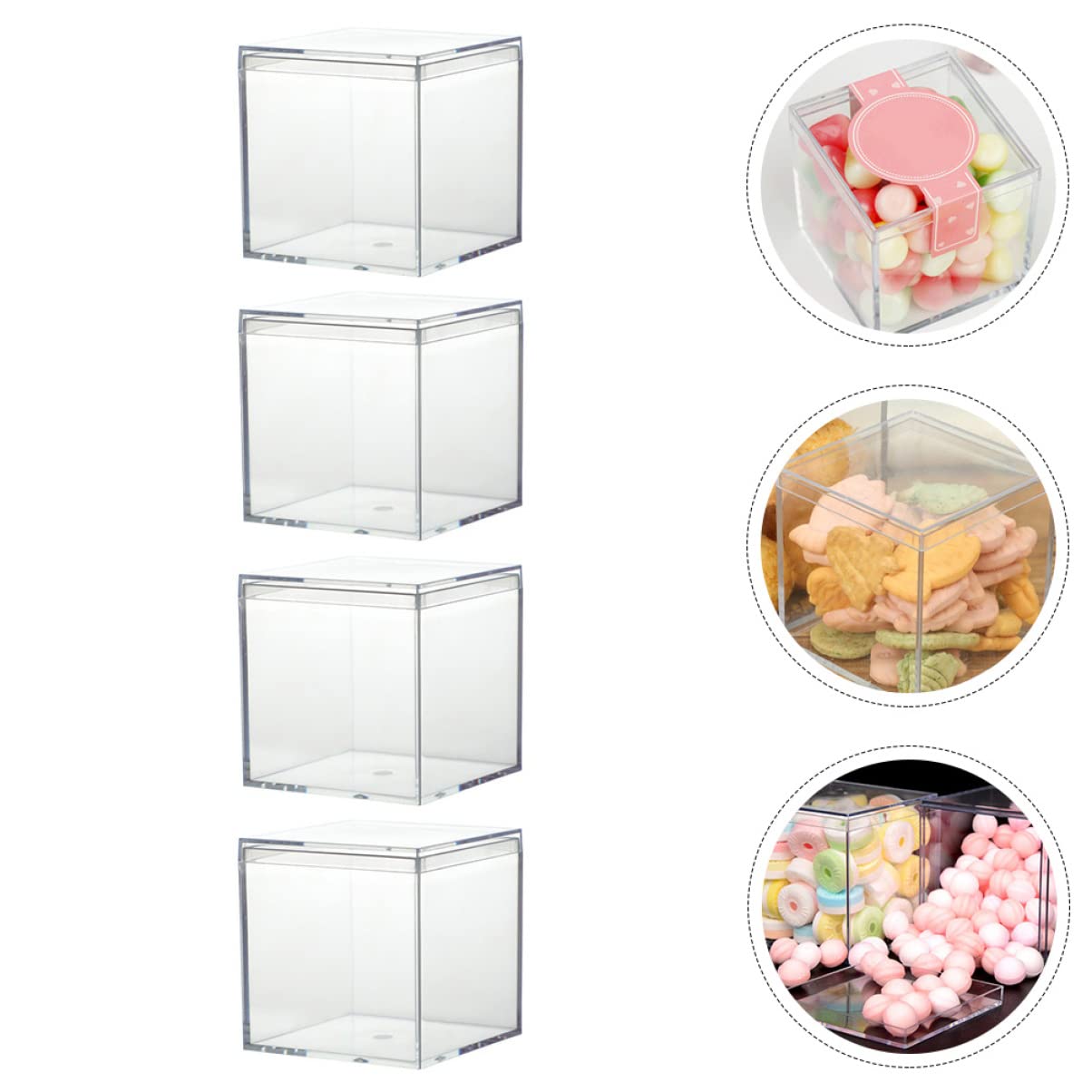 SOLUSTRE 4pcs Boxes Square Storage Box Baby Shower Favors Chocolate Cake Display Dome Square Treat Mini Gift Bags Acrylic Storage Containers Cupcake Containers Bride Biscuit Box Movable