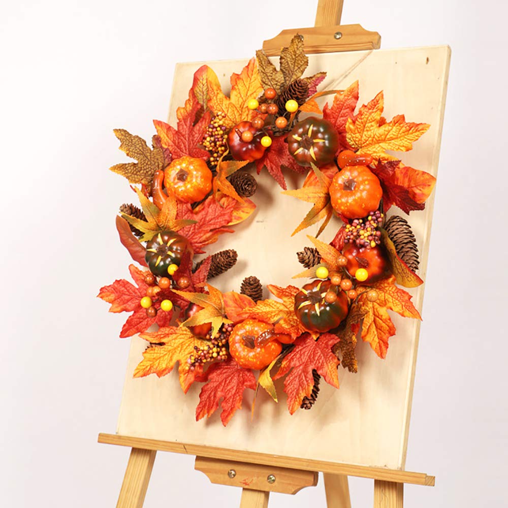 wonuu Fall Wreaths for Front Door 22 Inch Home Wall Decor Handcrafted Boxwood Base for Halloween Thanksgiving Day Autumn