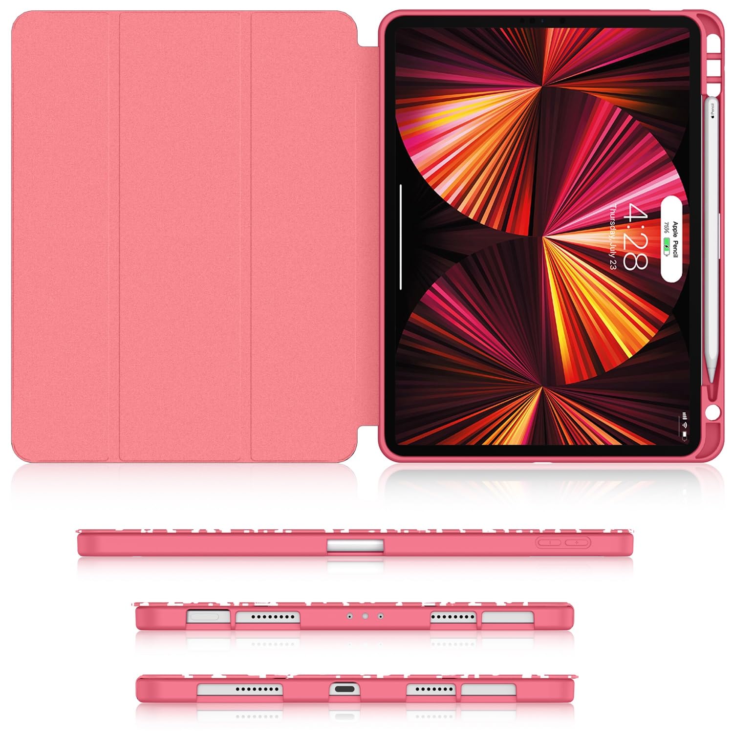 Soke New iPad Pro 11 Case (M2) 2022/2021/2020 with Pencil Holder - [Full Body Protection + Apple Pencil Charging + Auto Wake/Sleep], Soft TPU Back Cover for 2022 iPad Pro 11 inch(Book Watermelon)