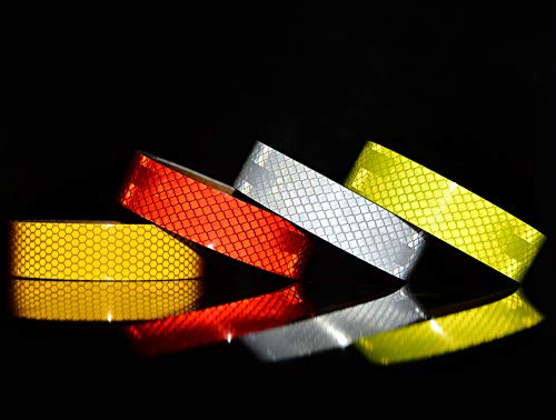 Qomovo DOT High-Intensity Yellow Reflective Tape Conspicuity Safety Warnning Adhesive Tape(1in x 15ft)