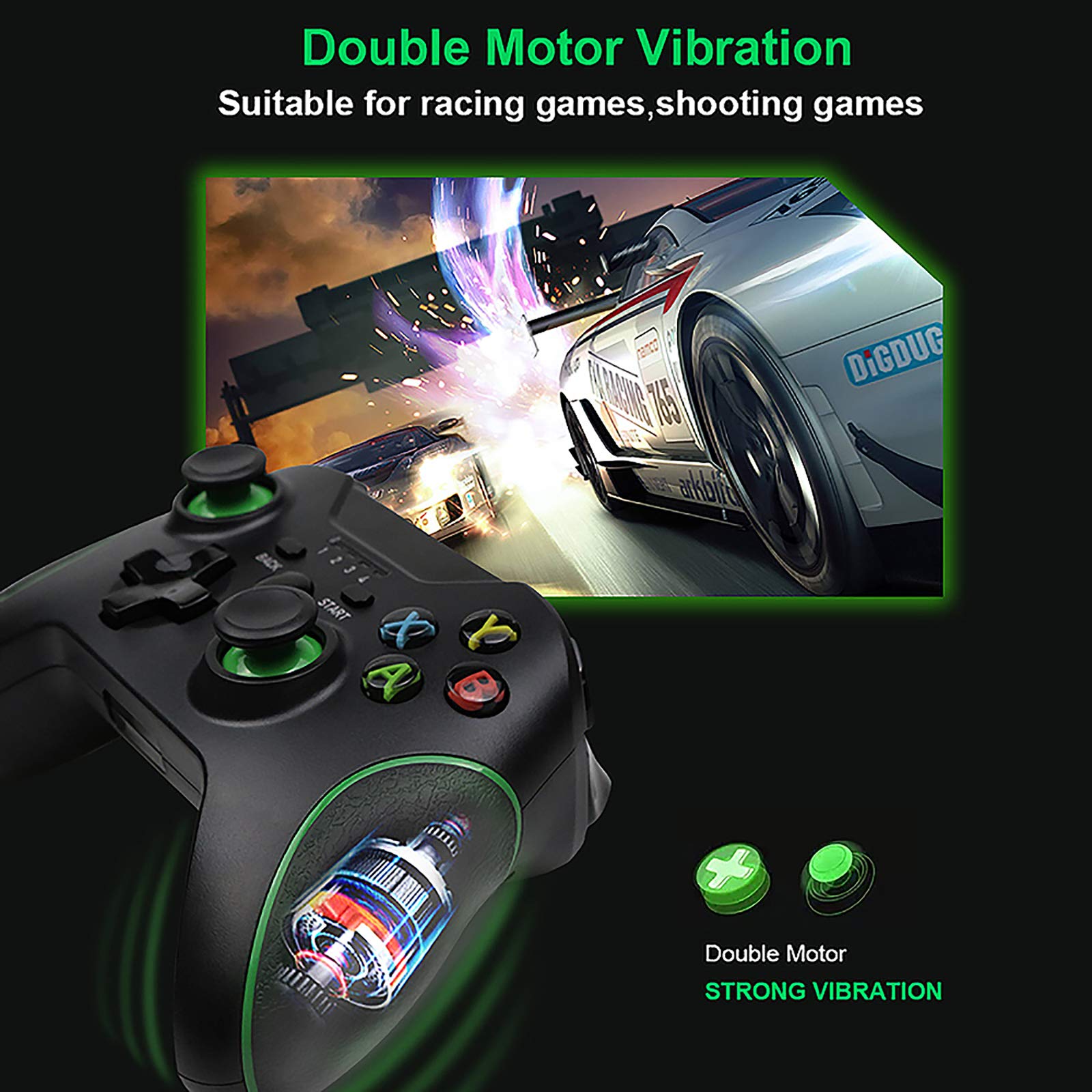 Wireless Controller for Xbox One, Compatible with Xbox One S, One X, One Elite, PS3, PC Windows 10, Android Phone,Built-in Dual Vibration