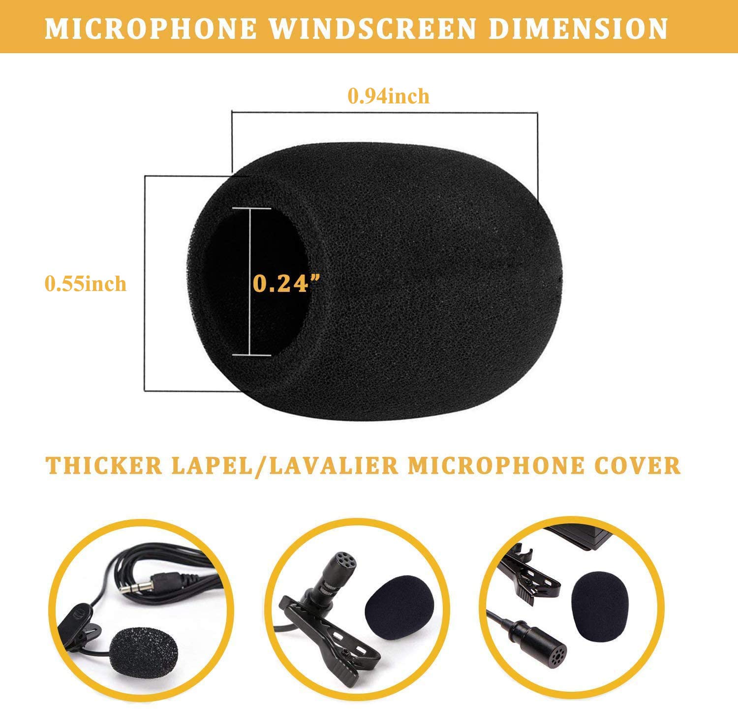 Z ZAFFIRO Pack of 25, Lavalier Microphone Windshield, Professional Mini Microphone Soft Foam Cover, Headworn Microphone Windproof Sponge