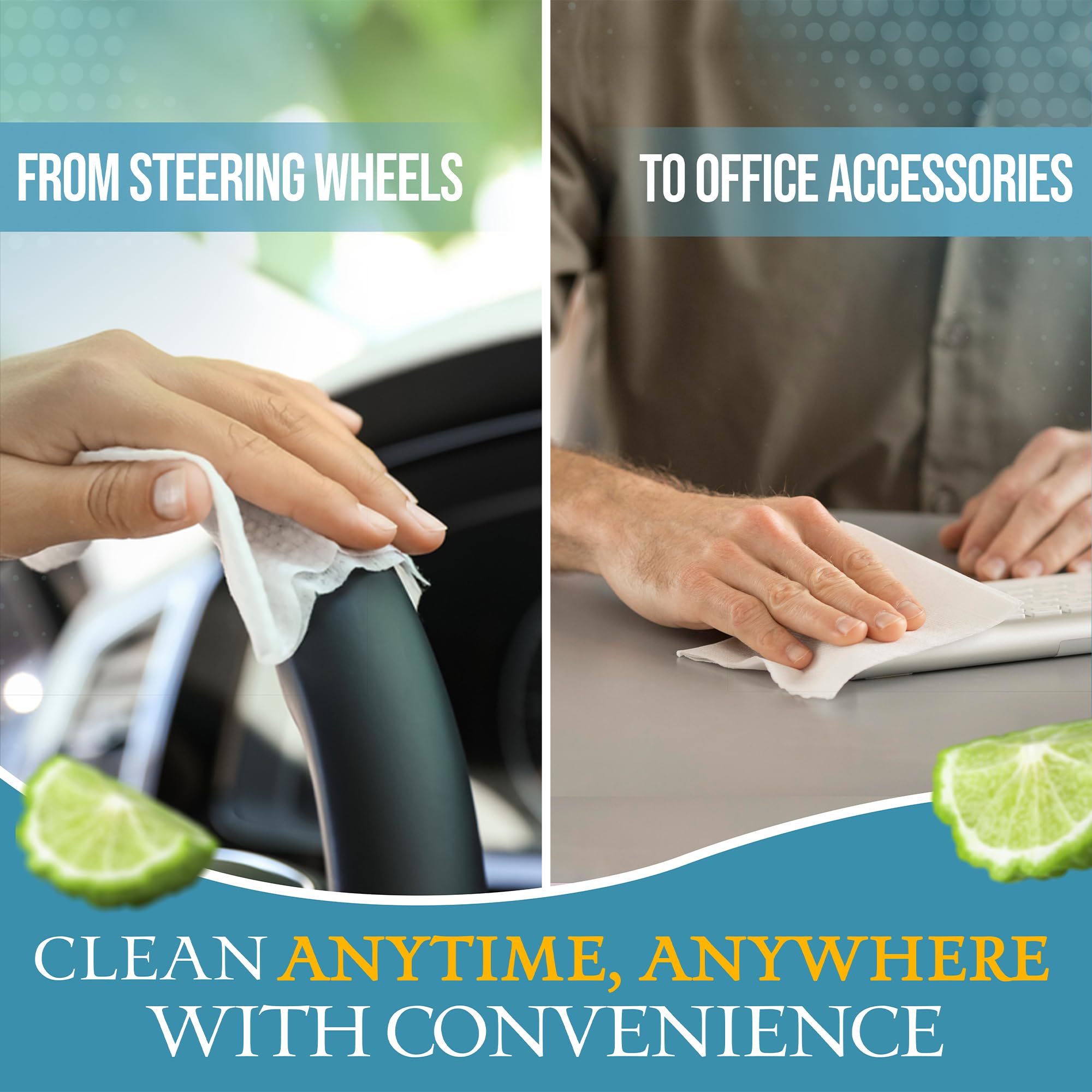 SONO Disinfecting Wipes - Alcohol-Free, Unscented, and No Bleach | Travel Size for Spring Season | Powerful Multi-Surface Cleaning On-The-Go | 3 Pack of 20 Wipes + 1 Pack of 20 Sanitizing Wipes