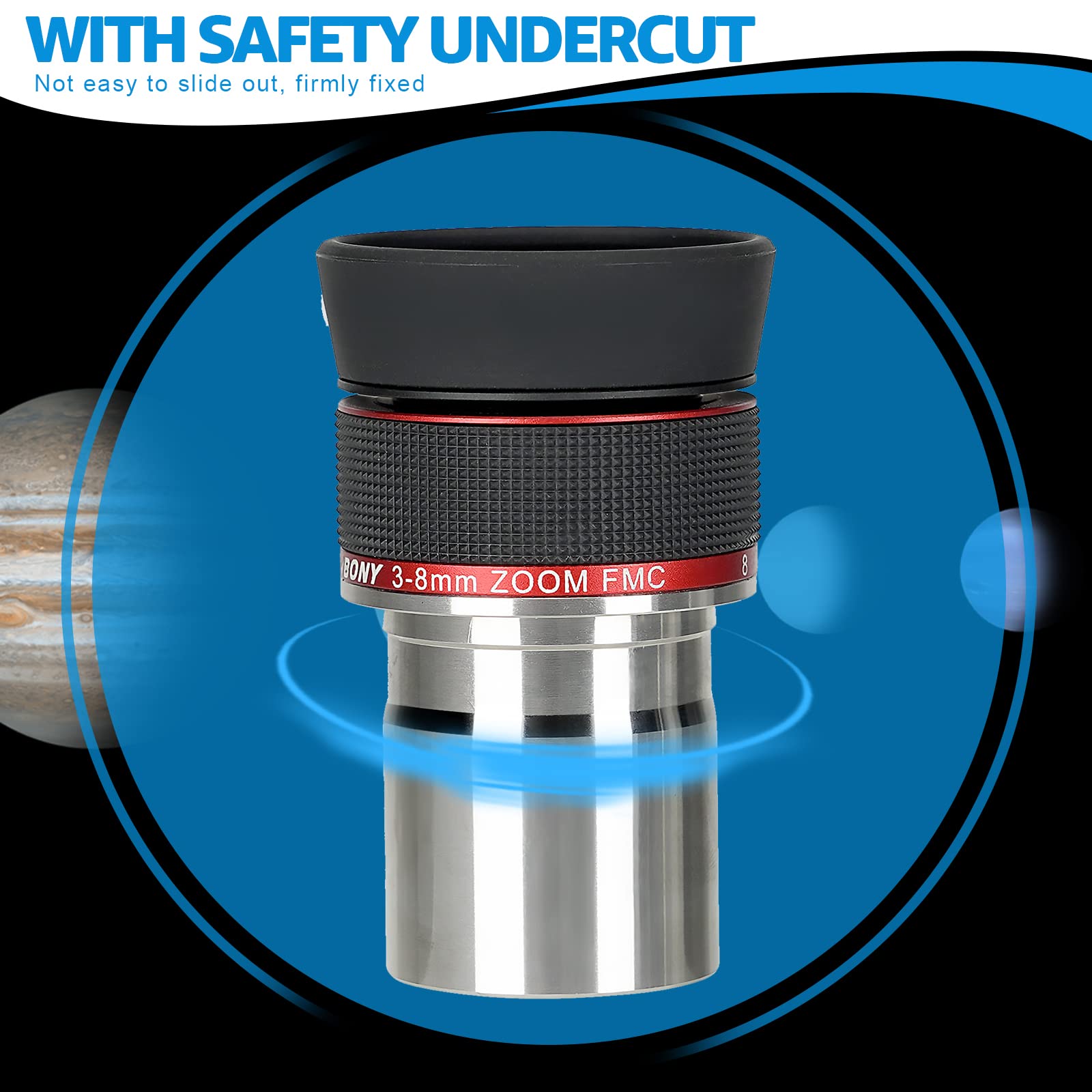 SVBONY SV215 Zoom Eyepiece, 1.25 Inch Zoom Lens, 3mm to 8mm Eyepiece with Parfocal Design, Telescope Accessory for High Power Lunar and Planetary Observing
