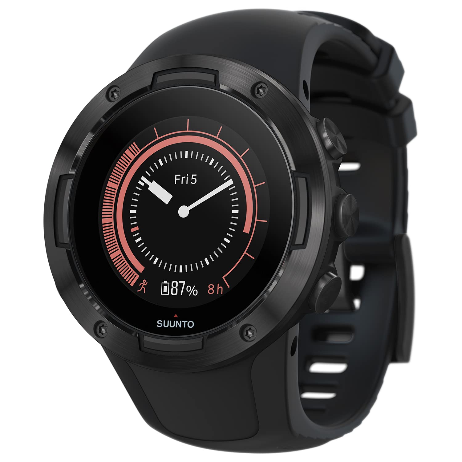 Suunto 5 Lightweight and Compact GPS Sports Watch with 24/7 Activity Tracking and Wrist-Based Heart Rate, All Black, One Size, Strap