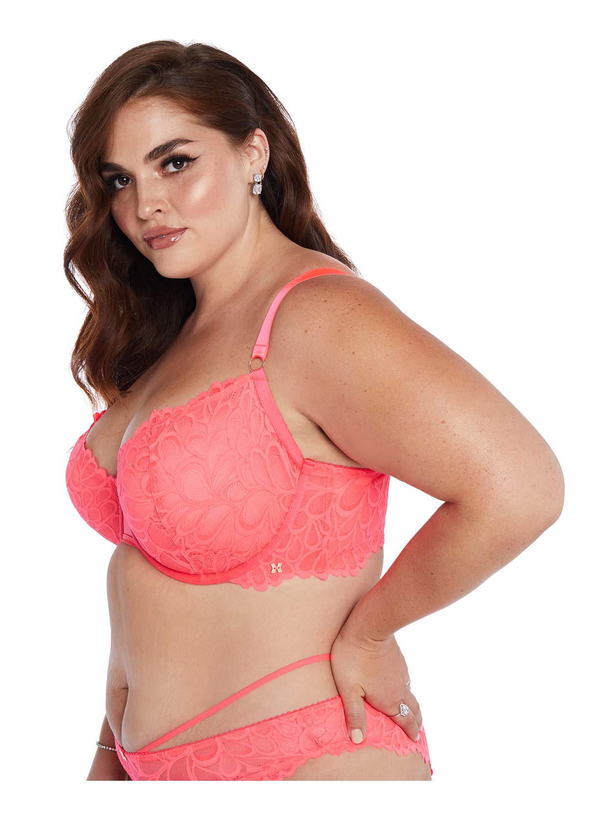 Savage X Fenty, Women's, Missy Savage Not Sorry Unlined Lace Balconette Bra, Pink Flash, 38D