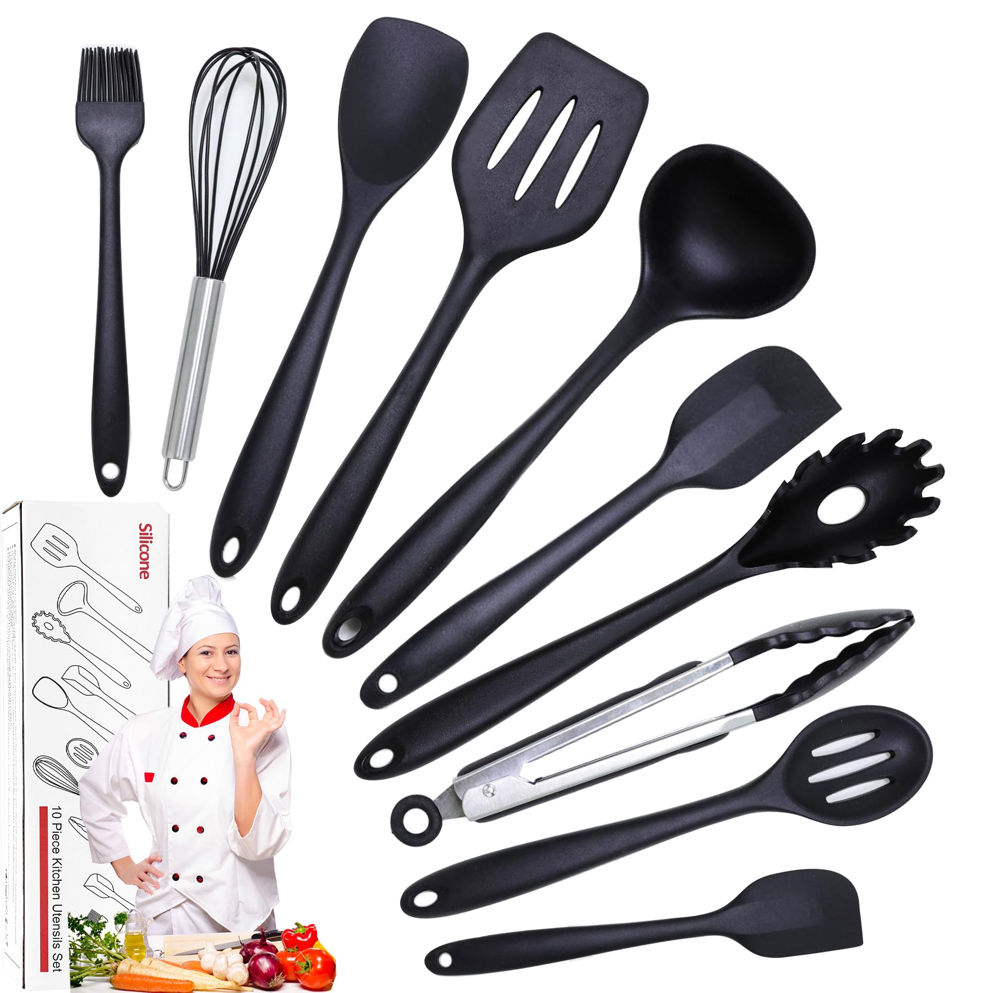 Silicone Kitchen Cooking Utensils Set Heat Resistant, 5 Pcs Silicone Spatula Set for Baking Cooking Mixing, Silicone Cooking Utensils Set for Nonstick Cookware, Dishwasher Safe (Blue)