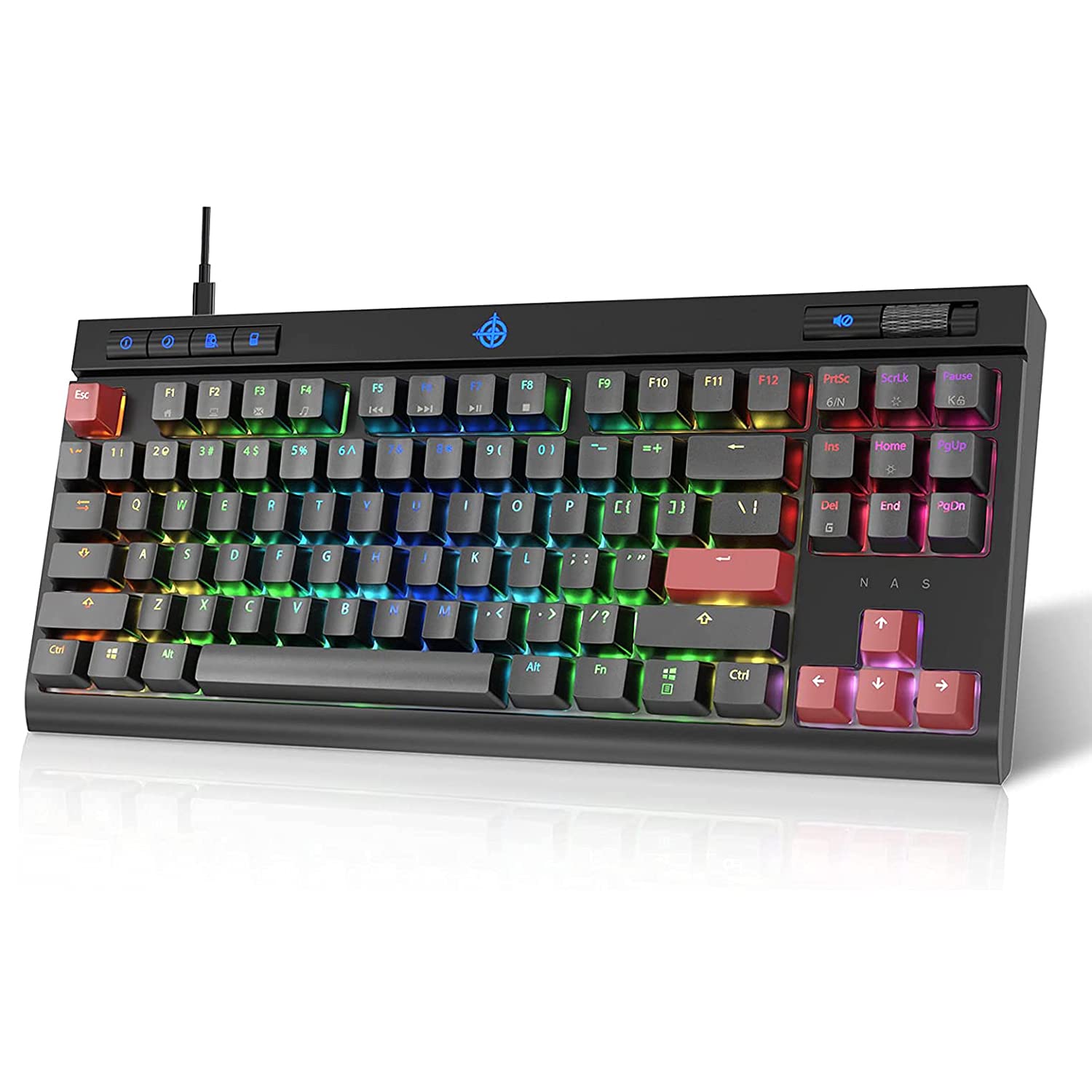 STOGA Mechanical Gaming Keyboard,87 Keys Wired Gaming Keyboard,LED Rainbow Backlit Keyboard with Blue Switches for Windows/MAC/Gaming PC(Black)