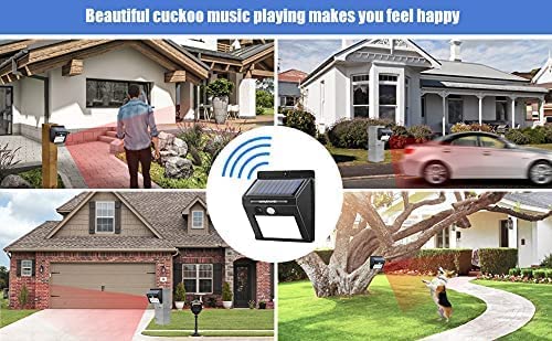 Solar Wireless Driveway Alarm Outdoor LED Light Waterproof Motion Sensor Alarm Detector Home Security Alarm System with Replaceable Voice for Garden Yard Fence Villa Barn Farm Deck