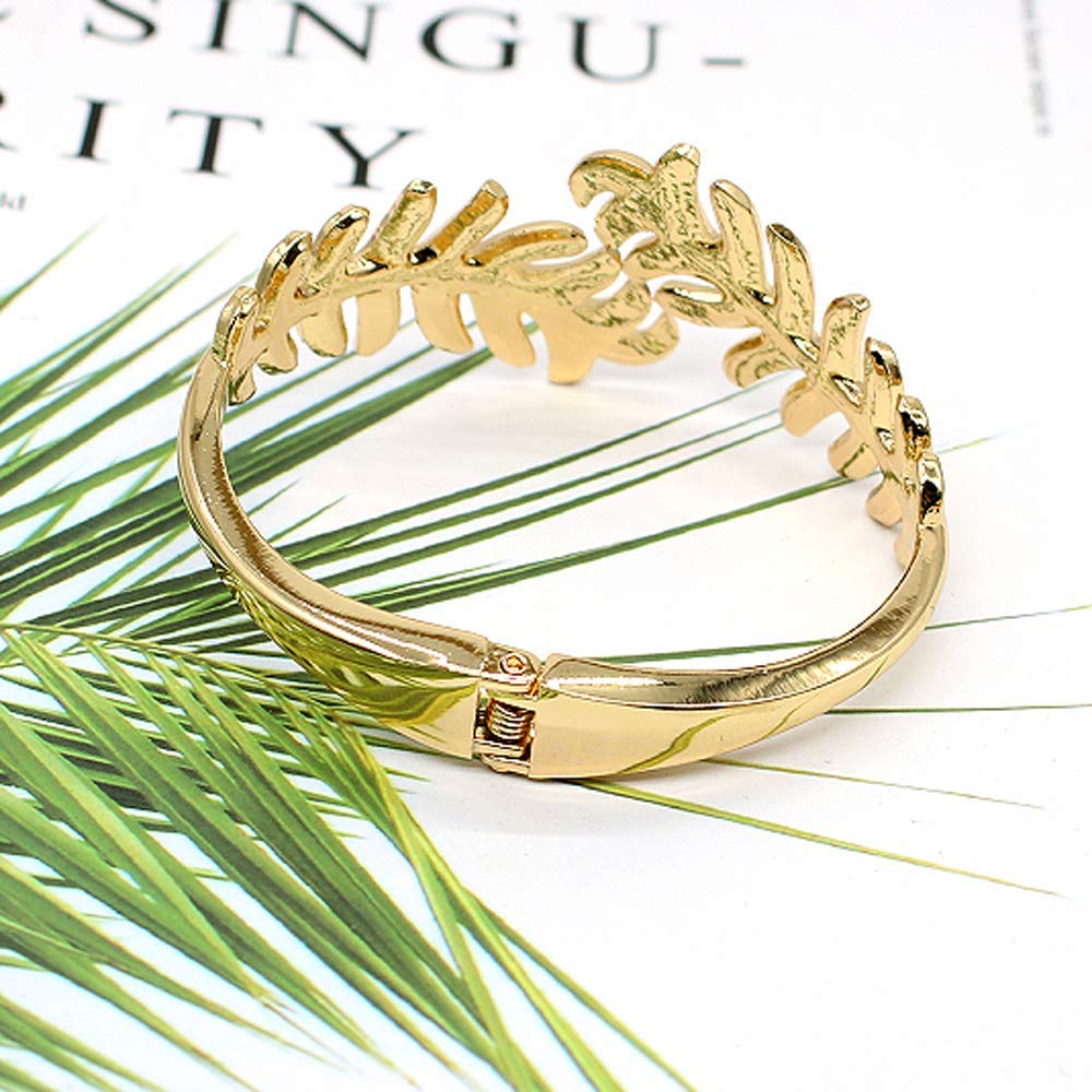 Sparkly Rhinestone Leaf Hinge Bangle Bridal Wedding Statement Bracelet Crystal Adjustable Cuff Bracelets Gold Platinum Tone Women Lover Gifts
