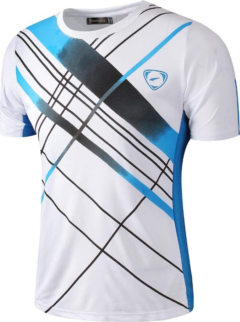 Sportides Men's Short Sleeve Sport Tee Shirts T-Shirts Tshirt Tops Runningshirt Golf Tennis Bowling Running LSL133 White M