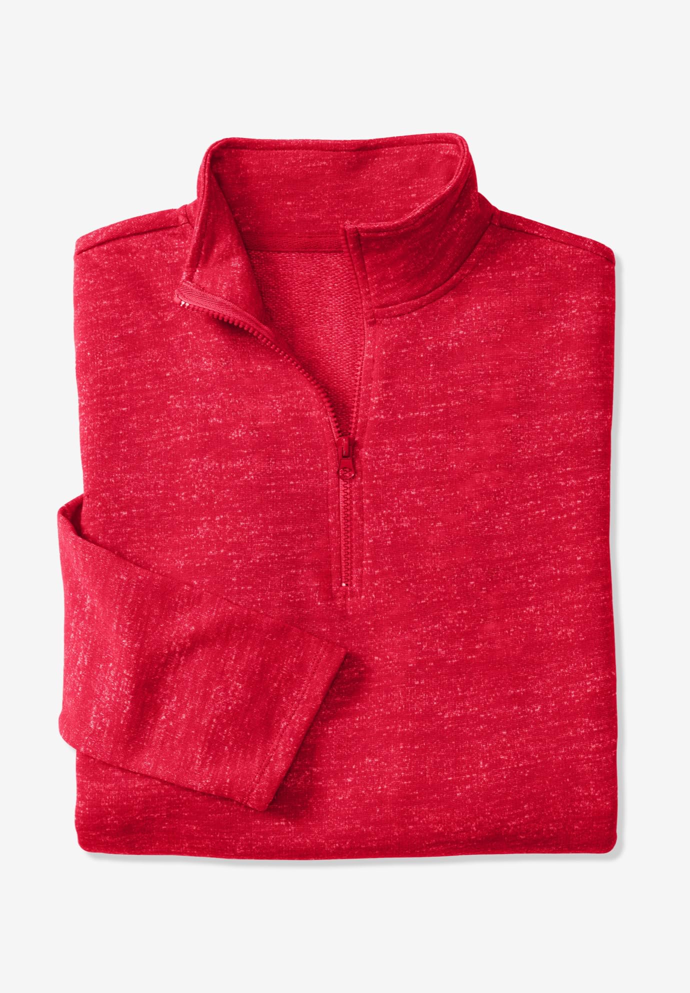Woman Within Women's Plus Size French Terry Quarter-Zip Sweatshirt - 14/16, Raspberry Sorbet Marled