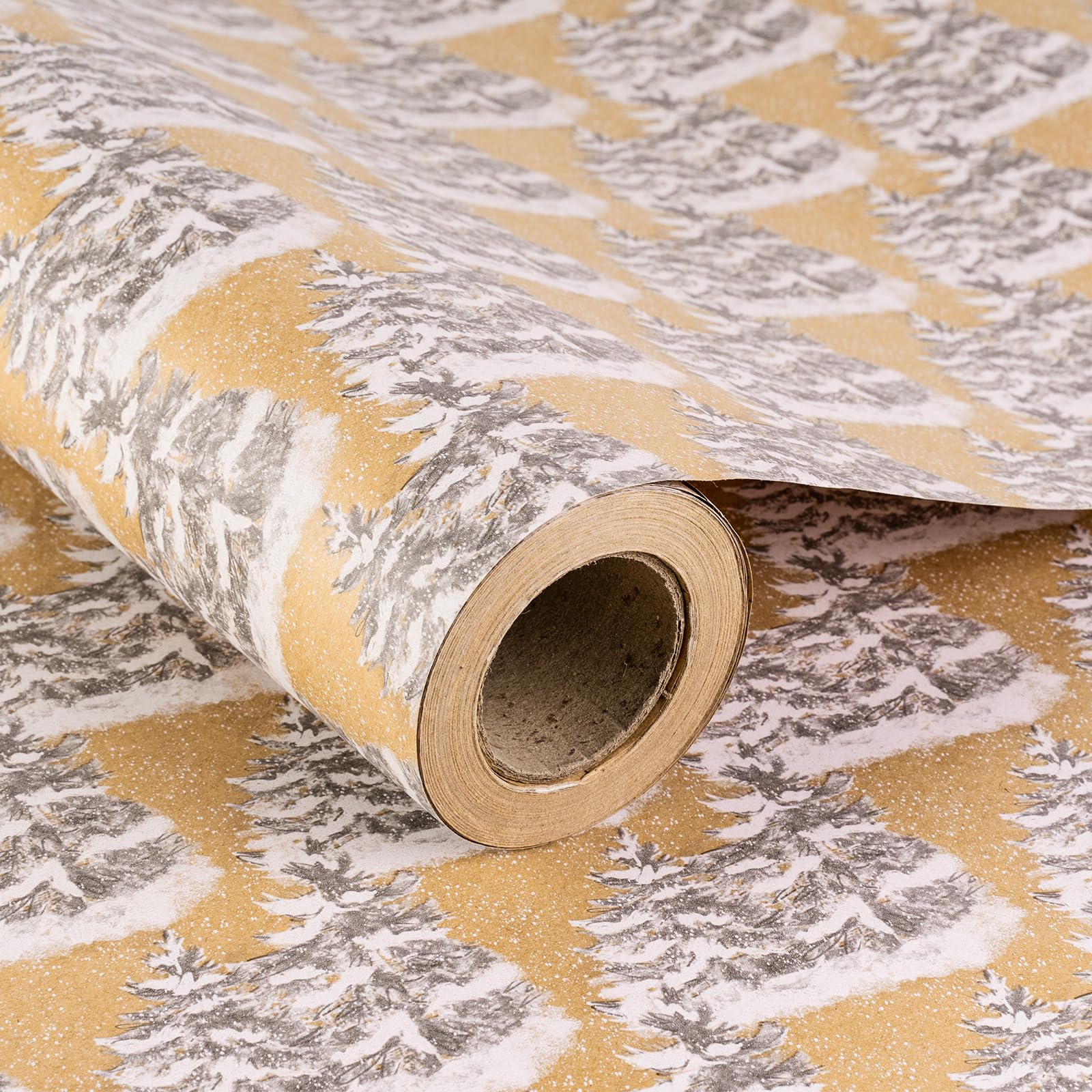 RUSPEPA Christmas Wrapping Paper, Jumbo Roll Kraft Paper - White Christmas Tree Design for Holiday Gift Wrap - 24 Inches x 100 Feet