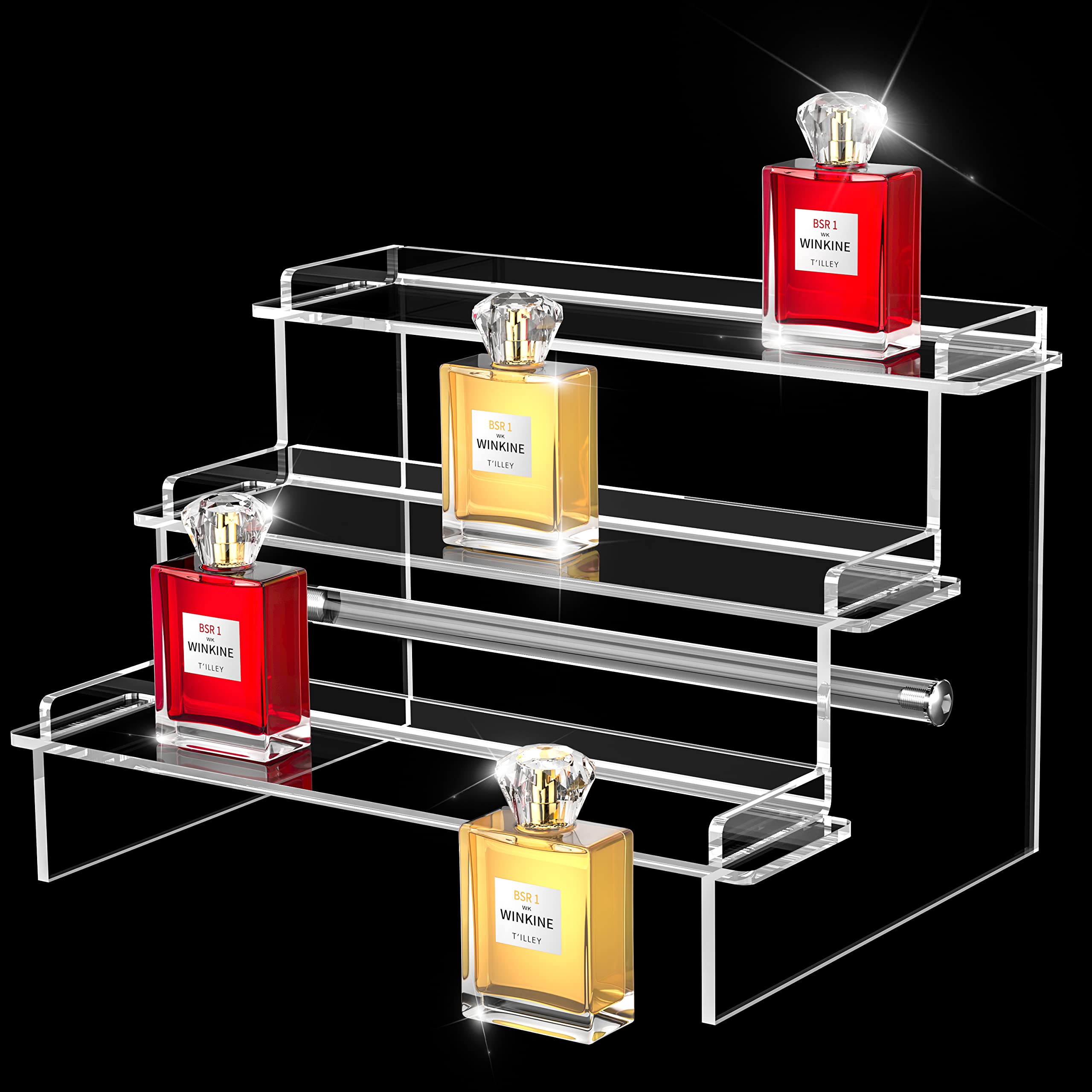 WINKINE Acrylic Riser Stand, Perfume Organizer, Cologne Organizer for Men, Display Riser Compatible with Funko POP Figures, Risers for Display, Makeup Lotion Shelf Organizer, Display Stand