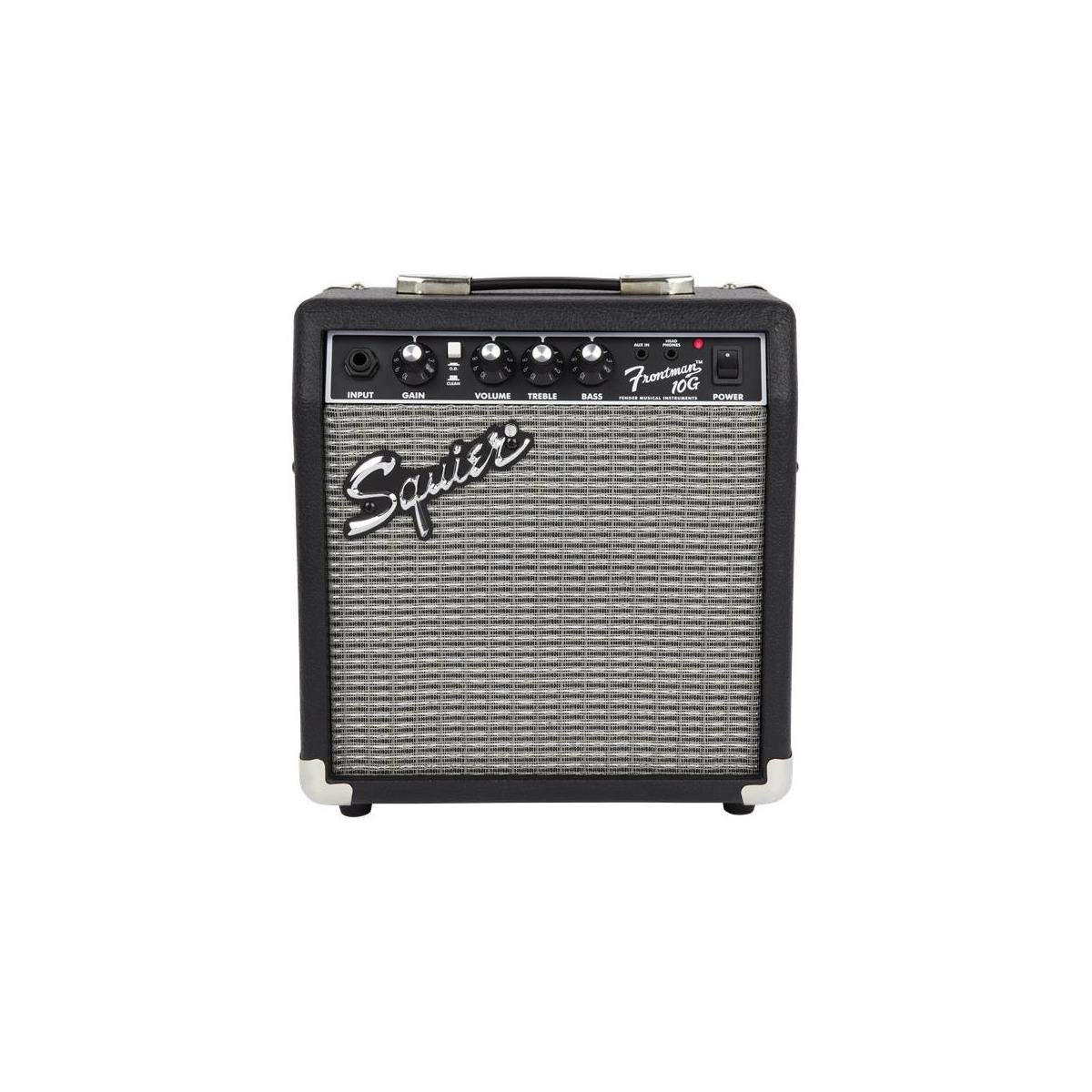 Squier Stratocaster Electric Guitar Pack, with 2-Year Warranty, Brown Sunburst, with Gig Bag, Frontman 10G, and accessories