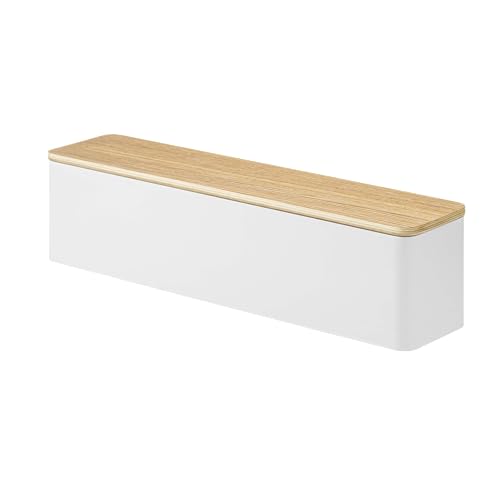 YAMAZAKI Home Rin Utensil Case Knife Fork Spoon Silverware Cutlery Holder With Divider, Portable For Kitchen Counter Or Table - Plastic + Wood
