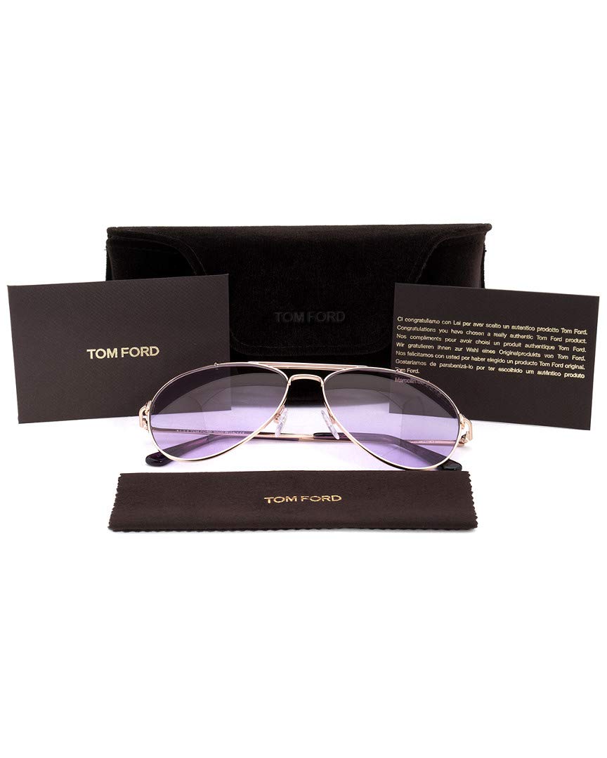 Tom Ford Aviator Sunglasses TF497 Indiana 28Y Gold/Violet FT0497