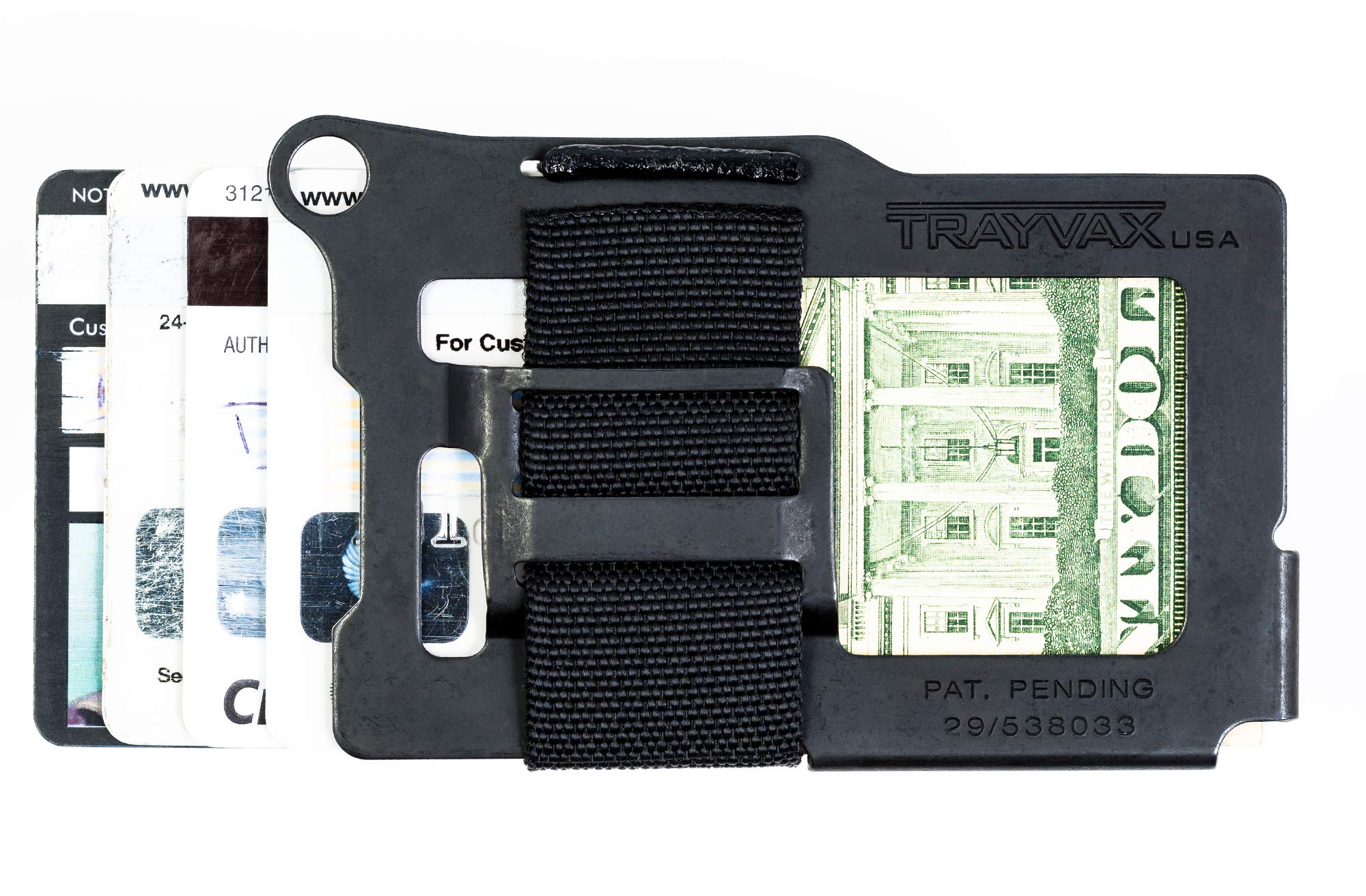 Trayvax Armored Summit Wallet, RFID Front Pocket Metal Credit Card Holder with Money Clip, Slim Minimalist Wallet for Men and Women, Shadow Black