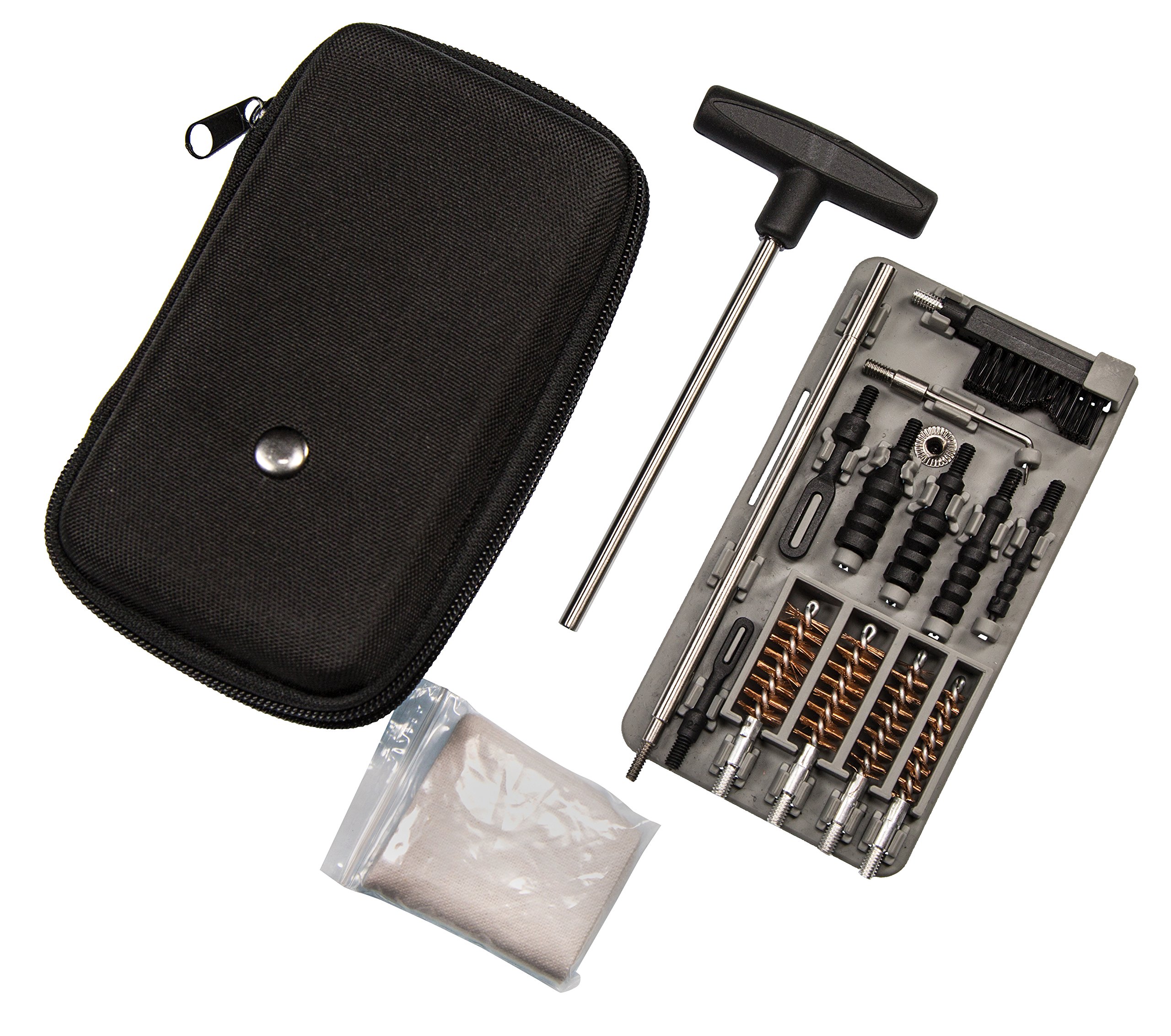 Tipton Compact Pistol Cleaning Kit for 9mm, 10mm, .22, .357, .38, .40 and .45 Caliber Handguns with Storage Case