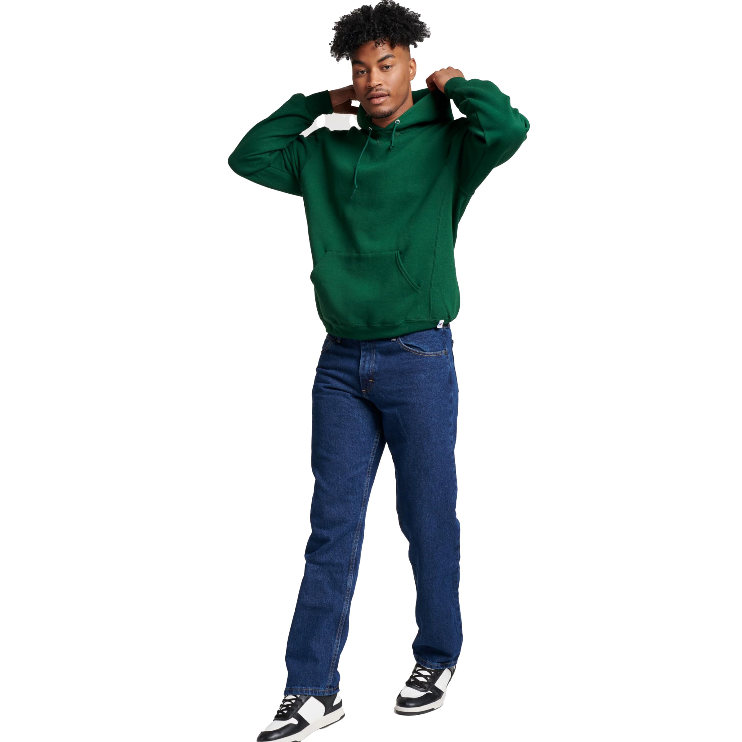 Russell Athletic Mens Dri-power Fleece Hoodies, Moisture Wicking, Cotton Blend, Relaxed Fit, Sizes S-4x Athletic-hoodies, Dark Green Pullover, X-Large US