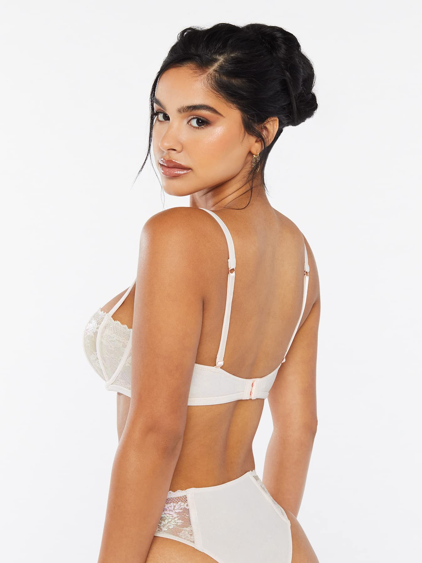 Savage X Fenty, Women's, Caged Lace Unlined Balconette Bra, Iridescent Vintage Floral Lace, 36DD