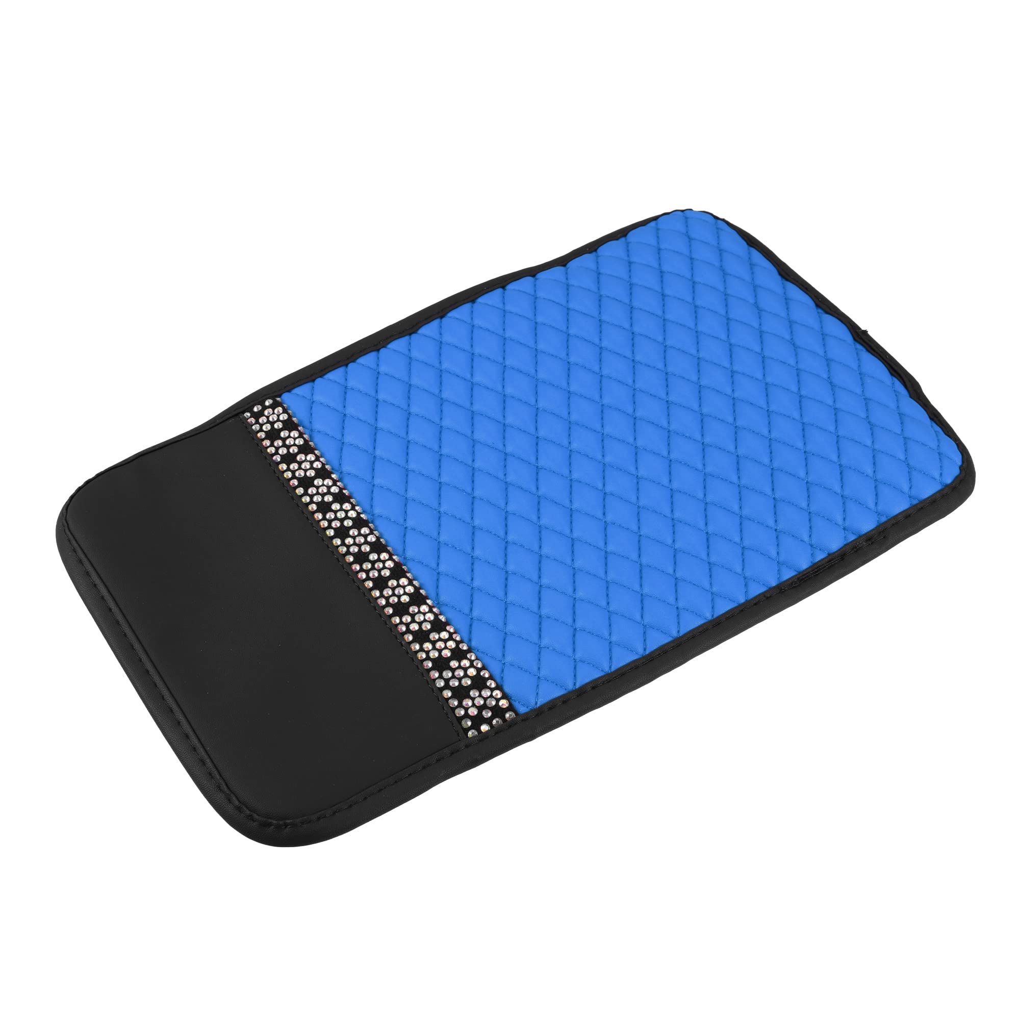 X AUTOHAUX Universal Car Center Console Lid Protector Car Armrest Cushion Waterproof PU Leather Armrest Seat Box Cover Pad for Vehicle Blue